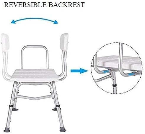 HEALTHLINE Tub Transfer Bench, Lightweight Medical Bath and Shower Chair with Back, Non-Slip Seat, Transfer Bench for Elderly and Disabled, Medical Bath Shower Chair, Adjustable Height, White