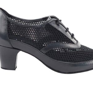 Very Fine Shoes Ladies' Practice & Cuban Heel Competitive Dancer Series CD1108 Black Leather (9.5)