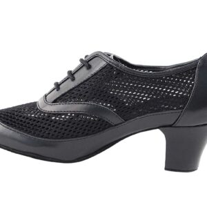 Very Fine Shoes Ladies' Practice & Cuban Heel Competitive Dancer Series CD1108 Black Leather (9.5)