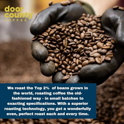 Door County Coffee, Fall Seasonal Flavored Coffee, Pumpkin Spice Decaf, Cinnamon & Nutmeg Flavored Coffee, Medium Roast, Ground Coffee, 8 oz Bag