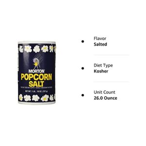 1Lb 10oz Morton Popcorn Salt For Green Salad, Corn on the Cob, French Fries, Nuts