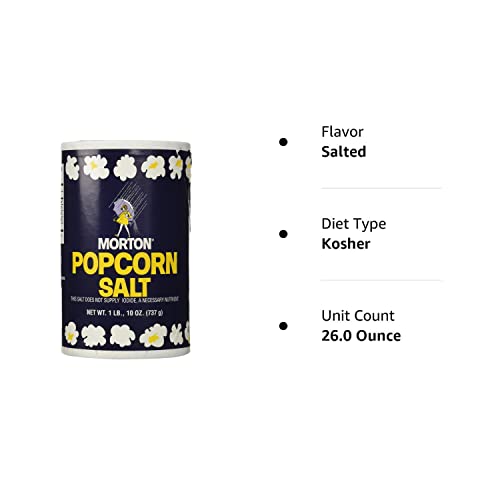 1Lb 10oz Morton Popcorn Salt For Green Salad, Corn on the Cob, French Fries, Nuts