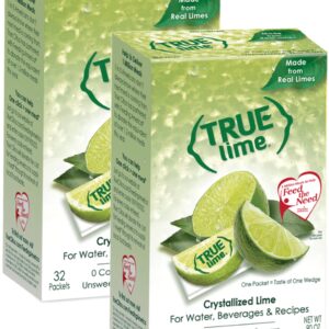 True Lime, Unsweetened Crystallized Lime Cream (Pack of 2 Boxes, Total 64 Individual Packets)