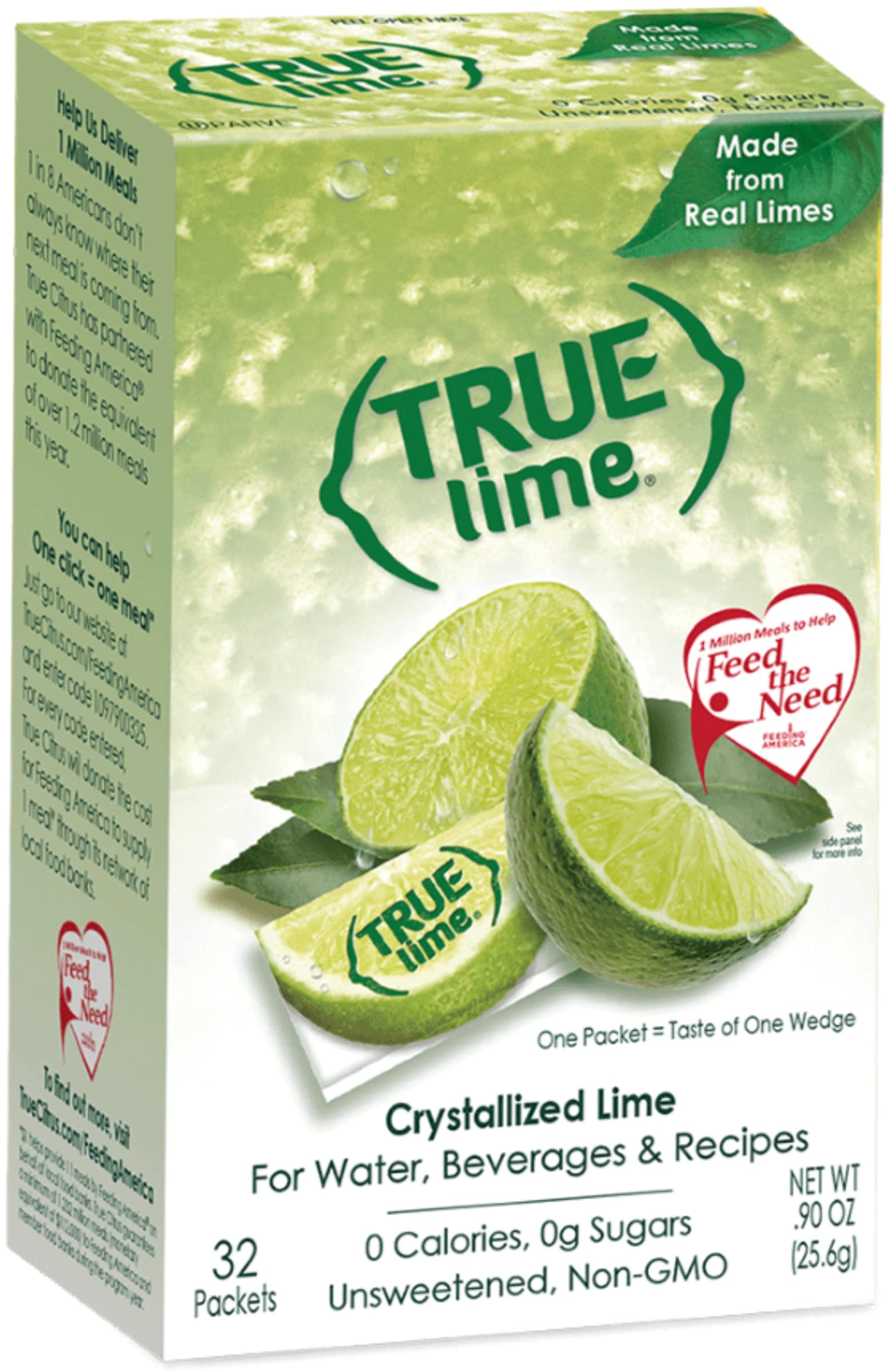 True Lime, Unsweetened Crystallized Lime Cream (Pack of 2 Boxes, Total 64 Individual Packets)