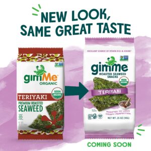 gimMe Organic Roasted Seaweed Sheets - Teriyaki - 12 Count Sharing Packs - Keto, Vegan, Gluten Free -Great Source of Iodine and Omega 3’s - Healthy On-The-Go Snack for Kids & Adults