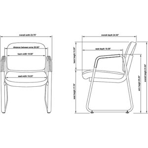 Lorell Fabric Guest Chair, 5" Height X 29.5" Width X 51.2" Length, Black