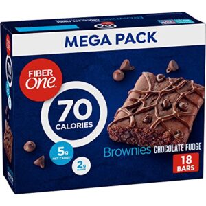 fiber one 70 calorie brownies, chocolate fudge, snack bars, 18 ct