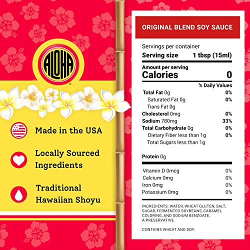 Aloha Shoyu Soy Sauce, Original Blend - Hawaiian Soy Sauce with Smooth, Balanced Flavor - Authentic Soy Sauce for Cooking, Marinades, and Dips - Premium Shoyu Soy Sauce Made in Hawaii - 12 Oz