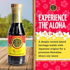 Aloha Shoyu Soy Sauce, Original Blend - Hawaiian Soy Sauce with Smooth, Balanced Flavor - Authentic Soy Sauce for Cooking, Marinades, and Dips - Premium Shoyu Soy Sauce Made in Hawaii - 12 Oz