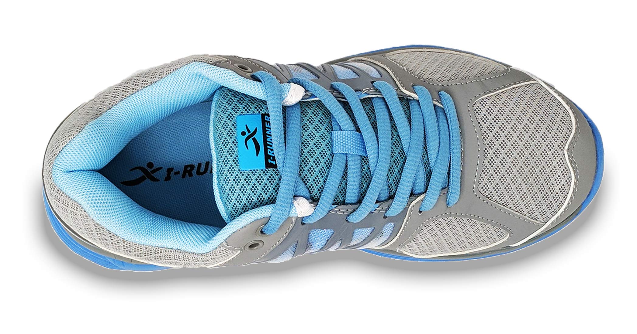 I-RUNNER Woman Eliza Grey/Blue Leather/Mesh 9.5 X-Wide (2E) US