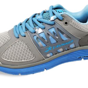 I-RUNNER Woman Eliza Grey/Blue Leather/Mesh 9.5 X-Wide (2E) US