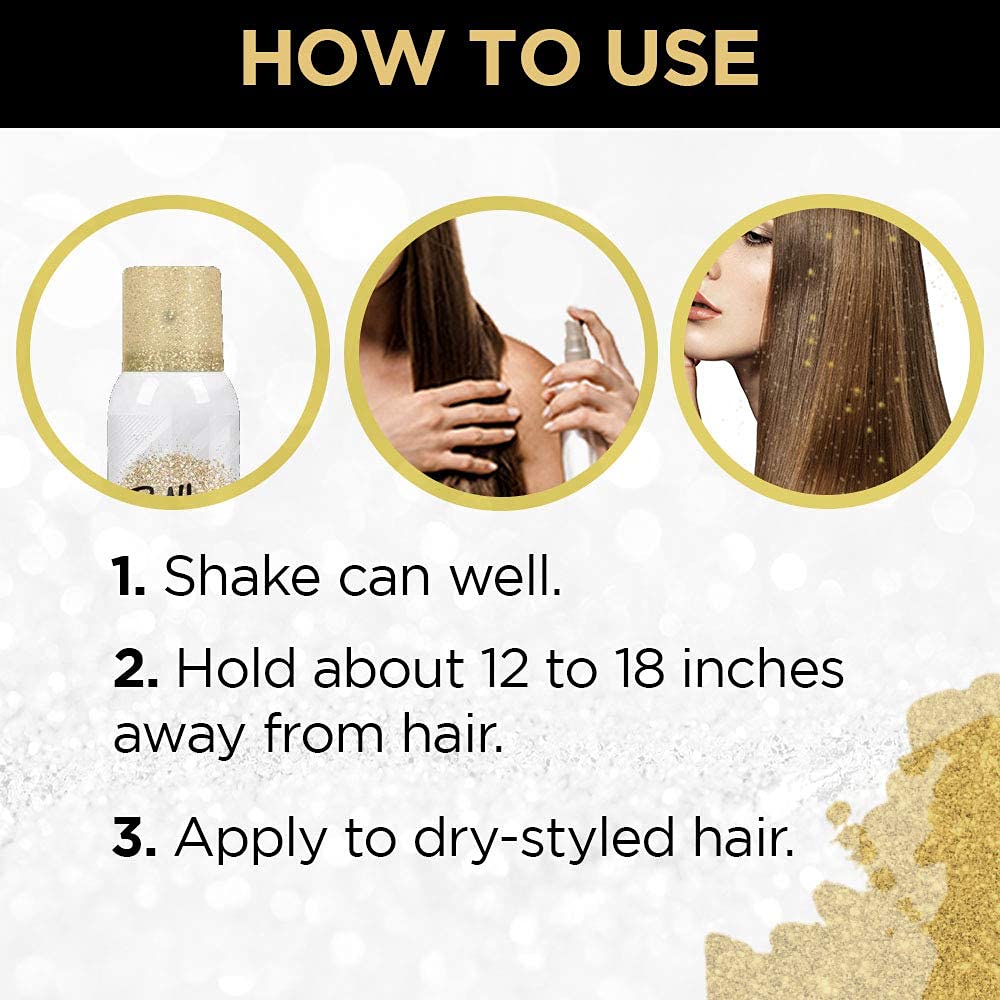 Punky Temporary Hair and Body Glitter Color Spray, Travel Spray, Lightweight, Adds Shimmery Glow, Perfect to use On Hair, Skin, or Clothing, 3.5 oz - Gold