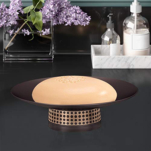 nu steel Selma Decorative Steel Bar Soap Dish Tray for Bathroom Vanities, Countertops, Pedestals, Kitchen Sink - Store Hand Soap, Pumice Bars, Sponges, Scrubbers - Copper & Oil Rubbed Bronze