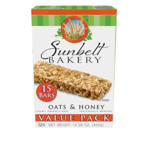 sunbelt bakery oats & honey chewy granola bars, 15-1.0 oz bars (1 box)