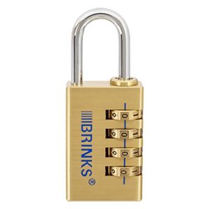 brinks - 30mm solid brass 4-dial resettable padlock - chrome plated with hardened steel shackle