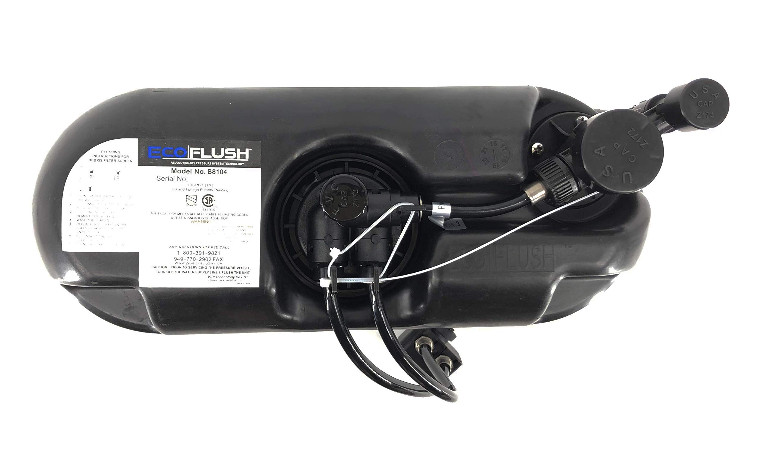 EcoFlush B8104 1.1 GPF (4 Lpf) Pressure Assisted Flush System Single Control - REPLACEMENT ONLY