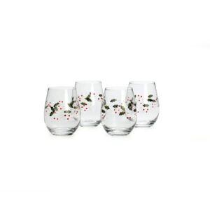 pfaltzgraff winterberry stemless wine glasses (set of 4)