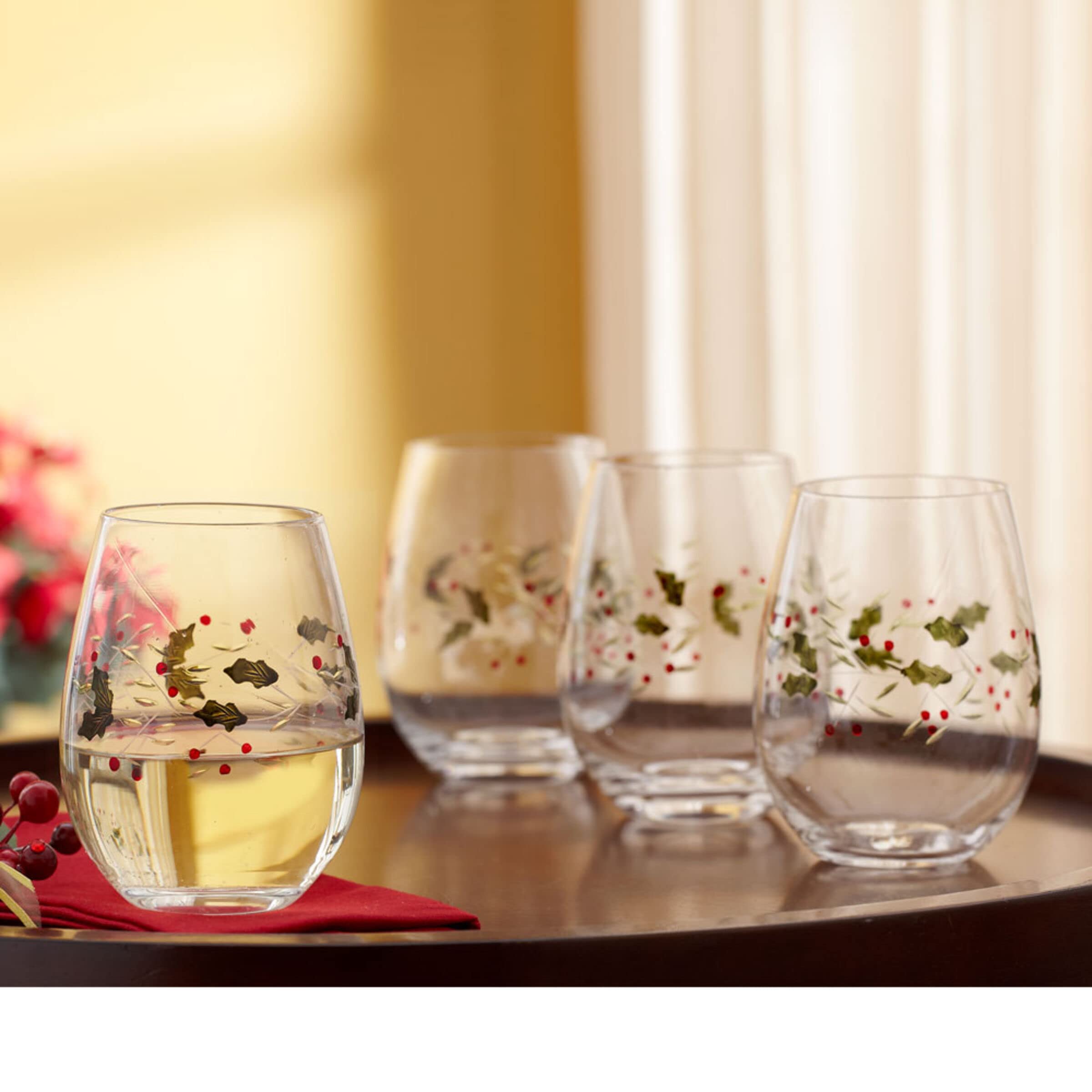 Pfaltzgraff Winterberry Stemless Wine Glasses (Set of 4)