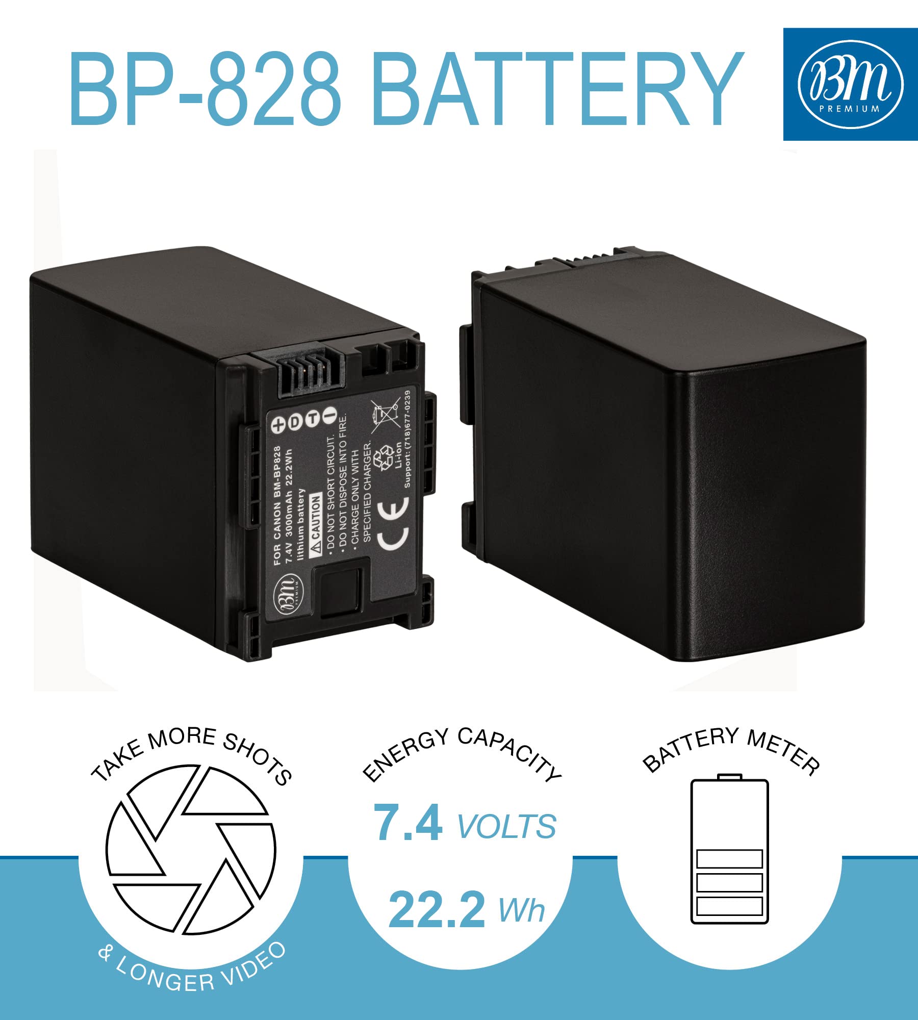 BM Premium BP-828 Battery for Canon VIXIA HF G70 HF G60 HF G50 XA60 XA65 XA70 XA75 XA40 XA45 XA50 XA55 GX10 HF G21 HF G30 HF G40 HFM301 HFM41 HFM400 XA10 XA11 XA15 XA20 XA25 XA30 XA35 XF400 XF405