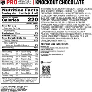 Muscle Milk Pro Advanced Nutrition Protein Shake, Knockout Chocolate, 14 Fl Oz Bottle, 12 Pack, 40g Protein, 1g Sugar, 16 Vitamins & Minerals, 6g Fiber, Workout Recovery, Packaging May Vary