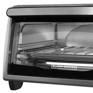 Black+Decker TO1303SB 4-Slice Toaster Oven, 14.5 x 8.8 x 10.8 inches, Stainless Steel/Black