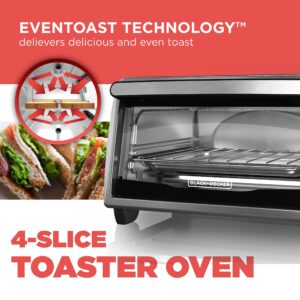 Black+Decker TO1303SB 4-Slice Toaster Oven, 14.5 x 8.8 x 10.8 inches, Stainless Steel/Black