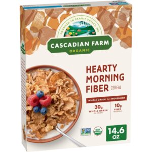 cascadian farm organic hearty morning fiber cereal, non-gmo, 14.6 oz.