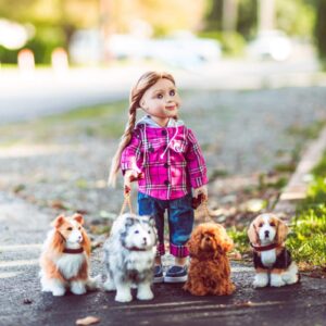 THE QUEEN'S TREASURES 18 Inch Doll Pets, Labradoodle Puppy Dog Pet Friend with Leash and Collar, Compatible for Use with American Girl Dolls