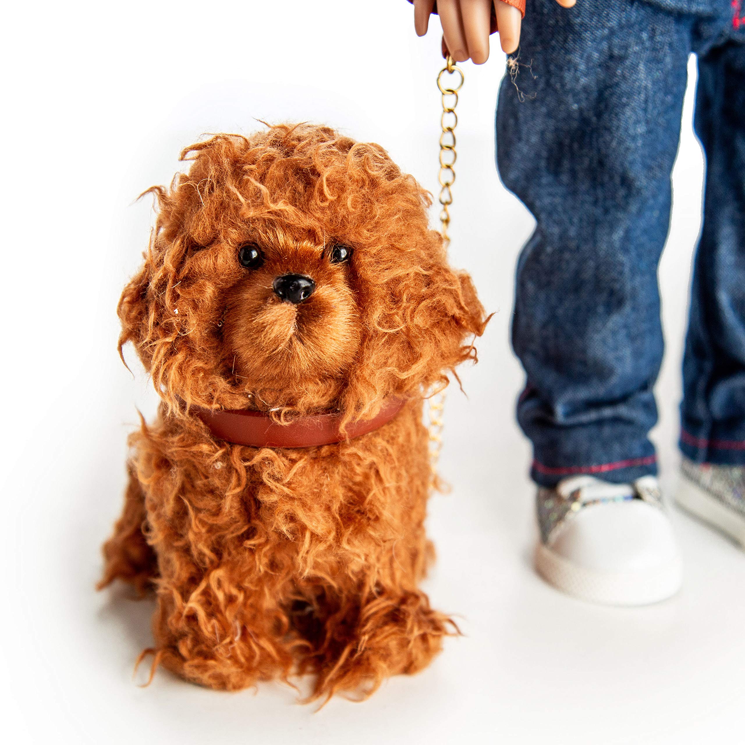 THE QUEEN'S TREASURES 18 Inch Doll Pets, Labradoodle Puppy Dog Pet Friend with Leash and Collar, Compatible for Use with American Girl Dolls