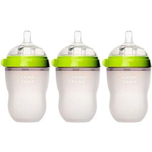 comotomo natural feel 8 ounce baby bottle 3 pack - green