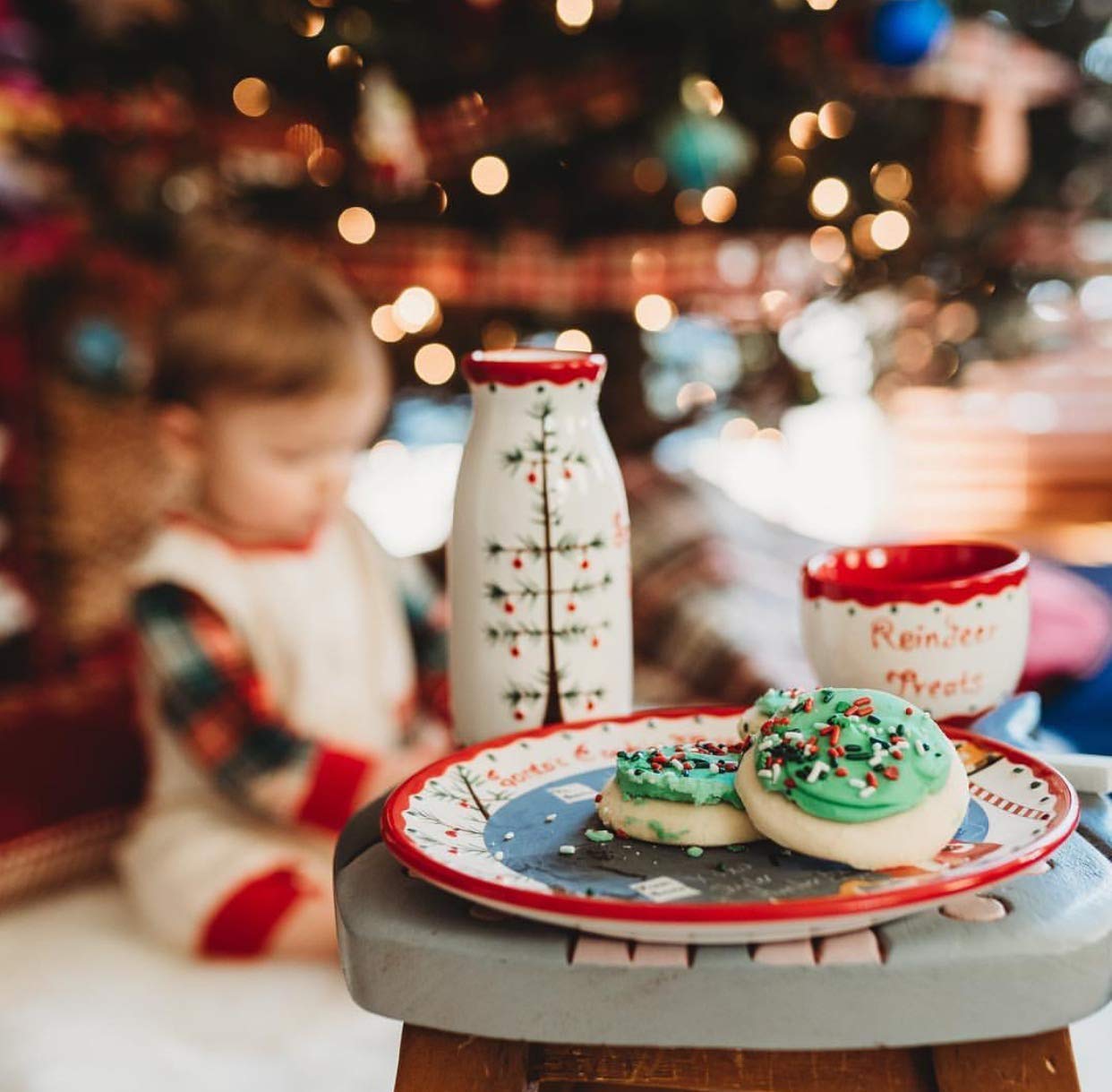 Child to Cherish Santa's Message Plate Set, Santa Cookie Plate, Santa Milk jar, and Reindeer Treat Bowl