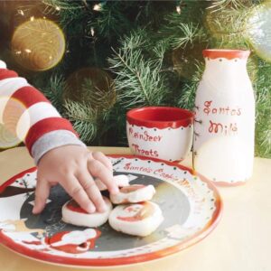 Child to Cherish Santa's Message Plate Set, Santa Cookie Plate, Santa Milk jar, and Reindeer Treat Bowl