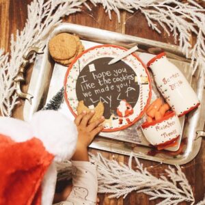 Child to Cherish Santa's Message Plate Set, Santa Cookie Plate, Santa Milk jar, and Reindeer Treat Bowl