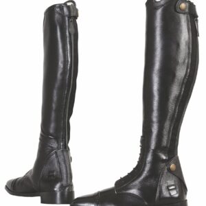 TuffRider Ladies Regal Field Leather Tall Riding Boots with Laces Black Width Wide (Horse Riding Equestrian) Black 8.5 W