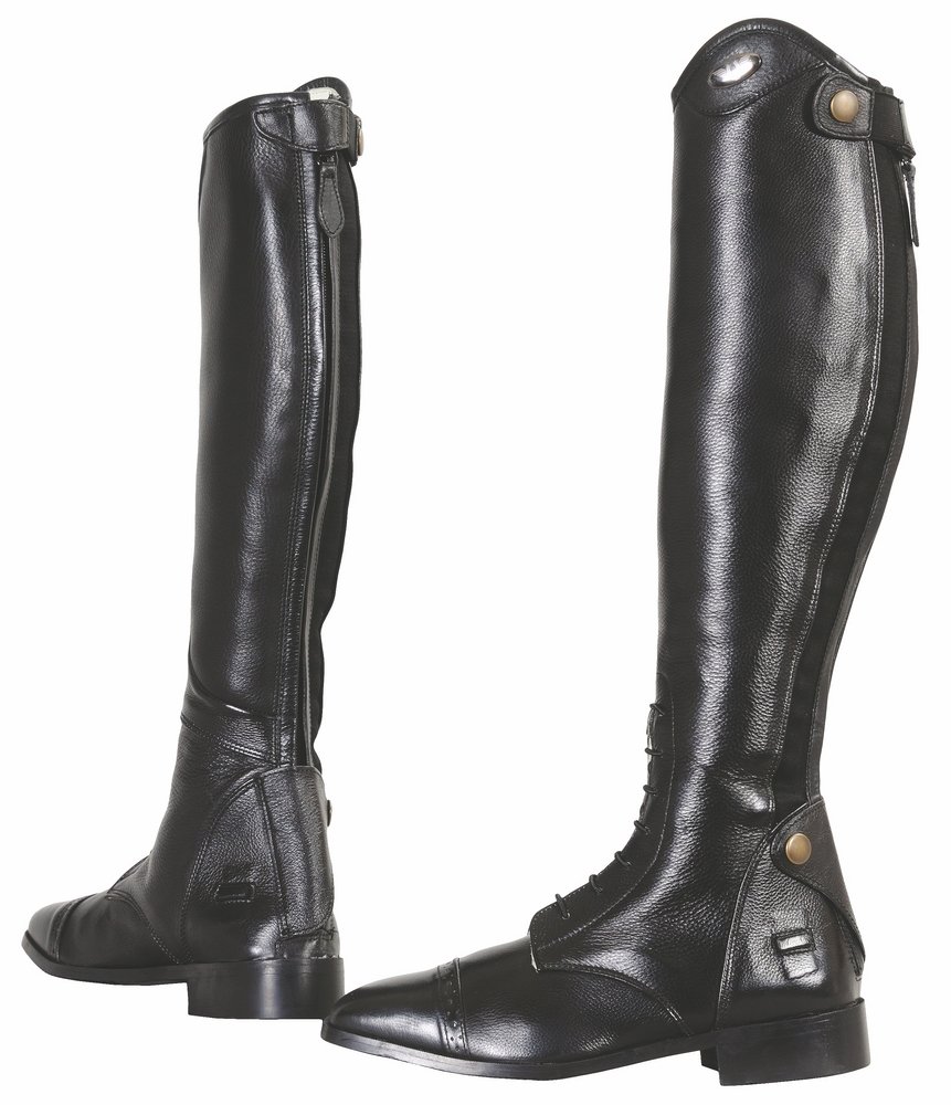 TuffRider Ladies Regal Field Leather Tall Riding Boots with Laces Black Width Wide (Horse Riding Equestrian) Black 8.5 W