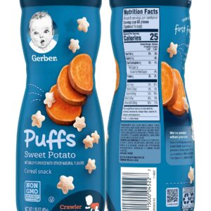 Gerber Graduates Puffs Cereal Snack Variety Pack - Blueberry, Strawberry-Apple, Sweet Potato 1.48 Ounce (Variety Pack of 3)