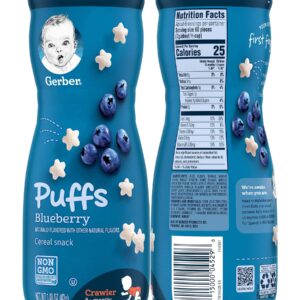 Gerber Graduates Puffs Cereal Snack Variety Pack - Blueberry, Strawberry-Apple, Sweet Potato 1.48 Ounce (Variety Pack of 3)