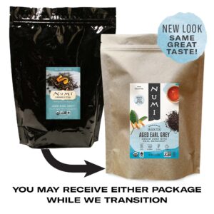 Numi Organic Aged Earl Grey Tea, 16 Ounce Pouch, Loose Leaf Black Tea With Bergamot, Brews 200 Cups (Packaging May Vary)