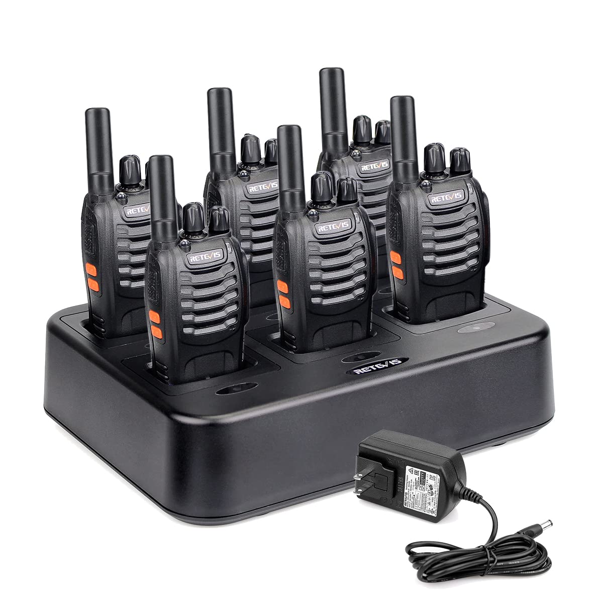 Case of 6,Retevis H-777 Walkie Talkies for Adults Long Range, Rechargeable Two-Way Radios,with 6-Way Multi Unit Charger,Flashlight Handheld Business 2 Way Radios