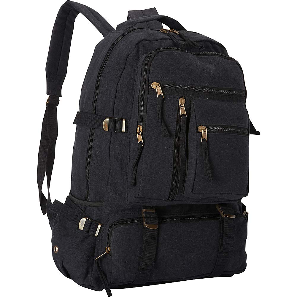 Fox Outdoor Products Retro Cantabrian No Leather Trim Excursion Rucksack, Black, 20 1/2" x 14" x 7"