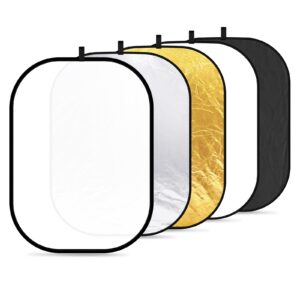 neewer 59"x79"/150x200cm light reflectors for photography, portable 5 in 1 collapsible multi disc with bag - translucent, silver, gold, black, white diffuser for studio and outdoor lighting