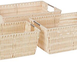 Whitmor Rattique Storage Baskets - Latte (3 Piece Set)