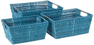 whitmor rattique storage baskets - berry blue - (3 piece set)