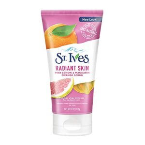 st. ives radiant skin face scrub for dull skin pink lemon and mandarin orange dermatologist-tested face wash scrub with 100 percent natural exfoliants 6 oz