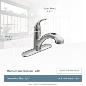 Moen Integra Spot Resist Stainless One-Handle Pullout Kitchen or Laundry Faucet Featuring Power Clean with Optional Deckplate, 67315SRS