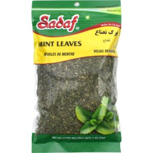 sadaf mint leaves cut - dried mint leaves cut and sifted - kosher and halal - no stems (2 oz)