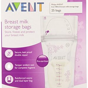 Philips AVENT Breast Milk Storage Bags, 6 Ounce, 25 Count