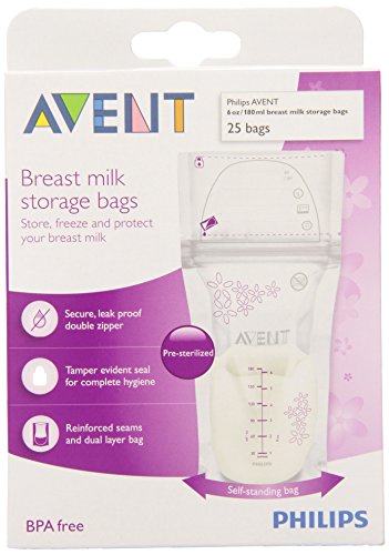 Philips AVENT Breast Milk Storage Bags, 6 Ounce, 25 Count