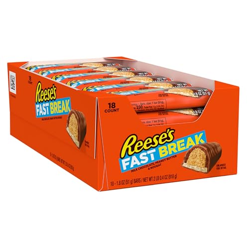 REESE'S FAST BREAK Peanut Butter Nougat Candy Bars, 1.8 oz (Pack of 18)