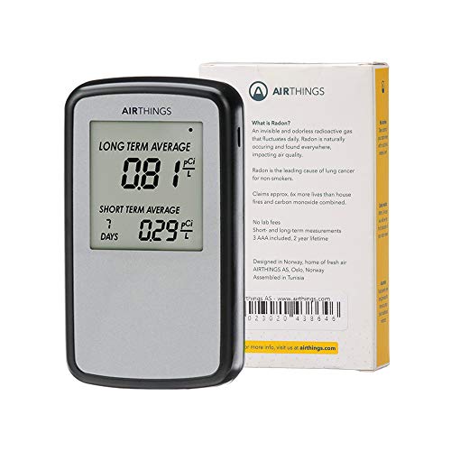 Airthings Corentium Home Radon Detector 223 Portable, Lightweight, Easy-to-Use, (3) AAA Battery Operated, USA Version, pCi/L